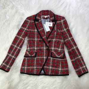 Veronica Beard | Jackets & Coats | Nwt 65 Veronica Beard Harriet Cutaway Red Checked Blazer ...